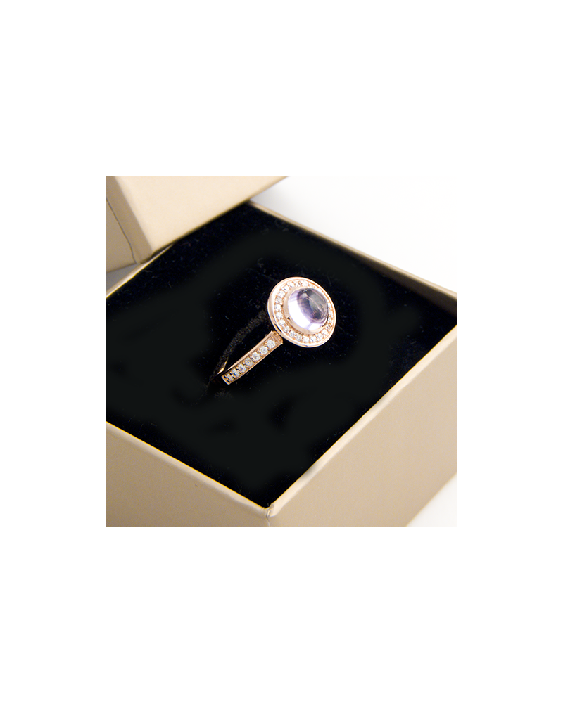 ANILLO DE PLATA ROSA PIEDRA ROSA Y CIRCONITAS