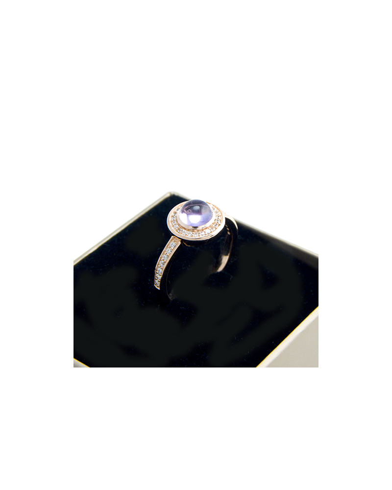 ANILLO DE PLATA ROSA PIEDRA ROSA Y CIRCONITAS