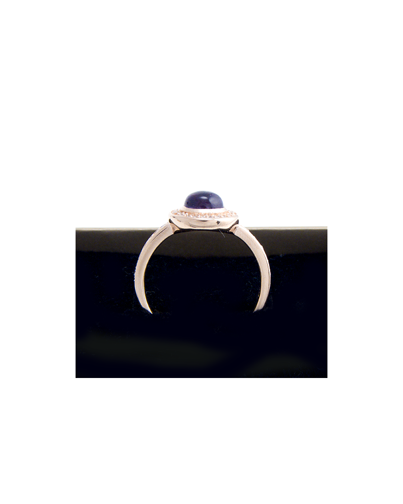 ANILLO DE PLATA ROSA PIEDRA ROSA Y CIRCONITAS